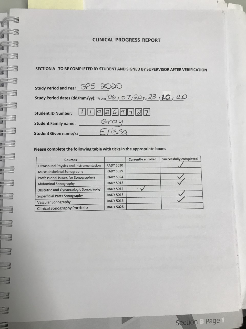 Clinical progress report 2 - Obstetrics and Gynae - UniSA ePortfolio